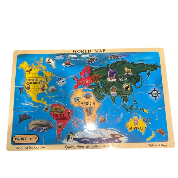 Melissa & Doug | Toys | Nwt Melissa And Doug Wood World Map Puzzle ...